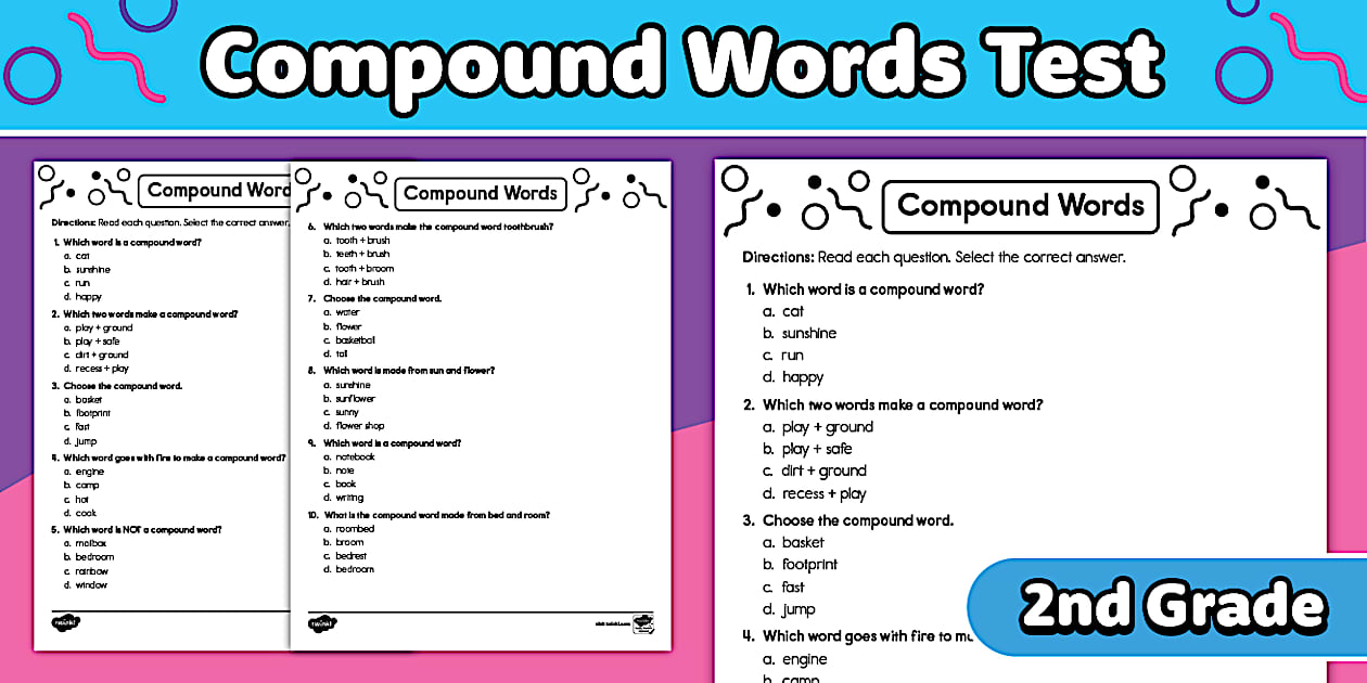 Second Grade Compound Words Multiple Choice Test