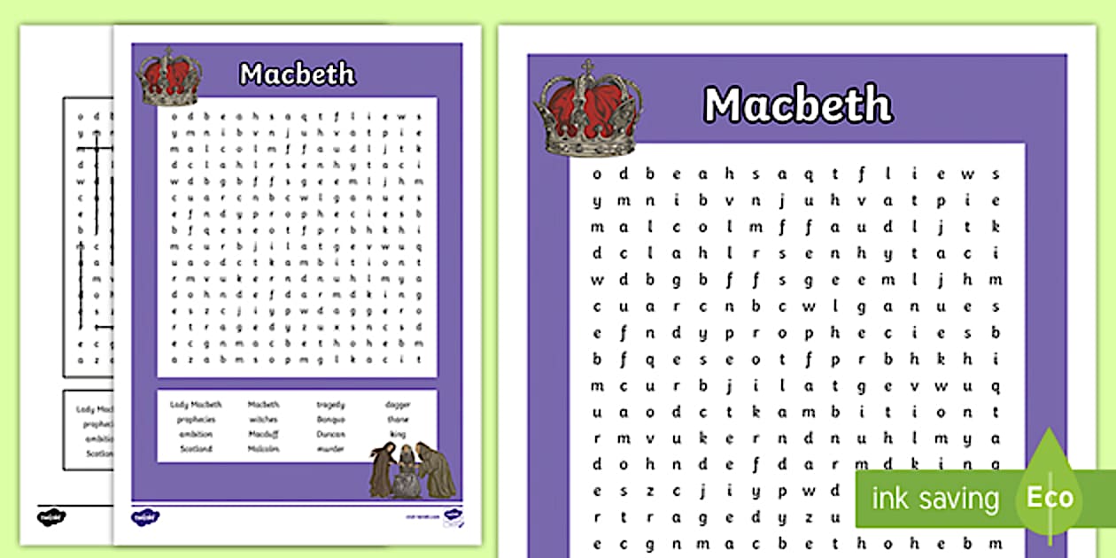 Macbeth Word Search | Ages 7–11 | Twinkl Resources
