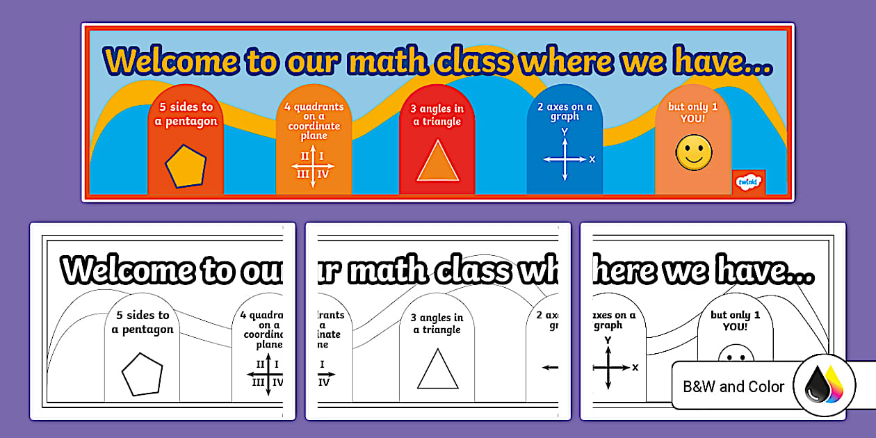 Welcome to Our Math Classroom! Banner (teacher made)