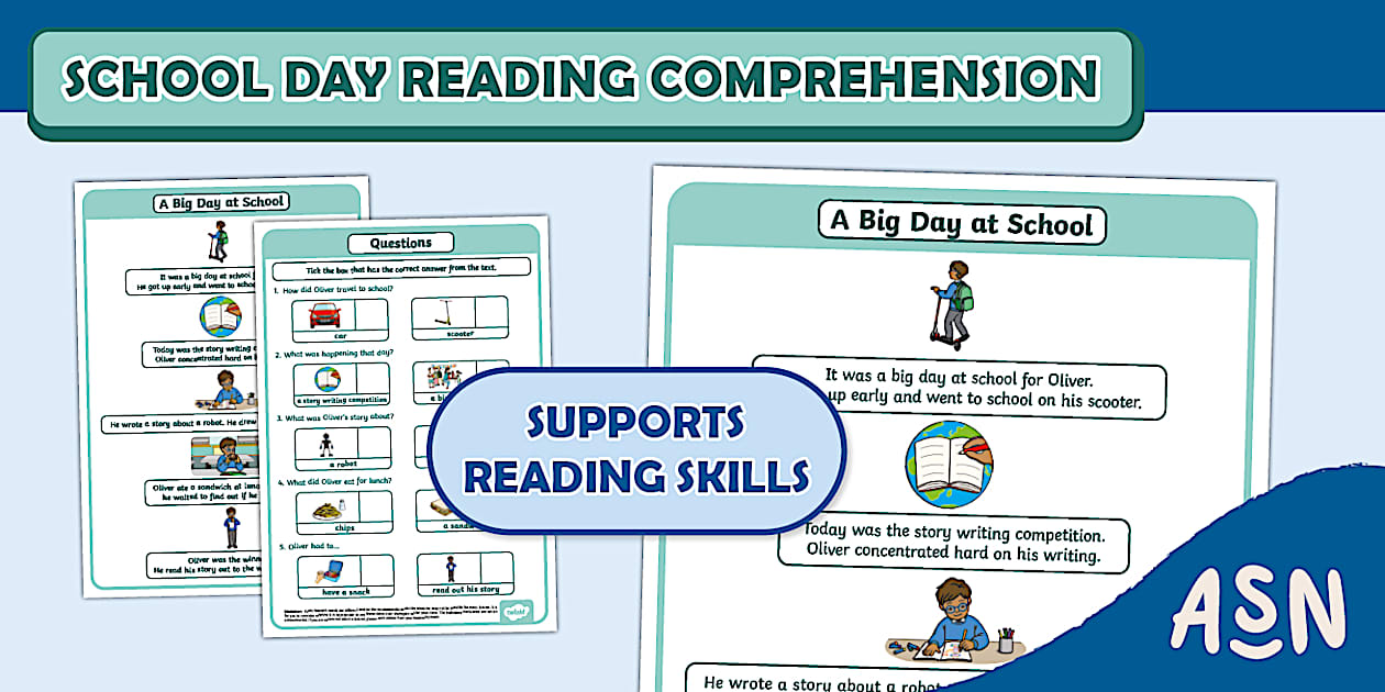 A Big Day at School Comprehension with Visual Supports