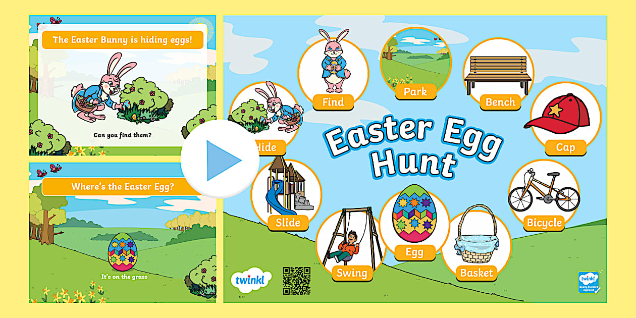FREE! - イースター英語パワーポイント Easter Positional PowerPoint- Where is the Egg?