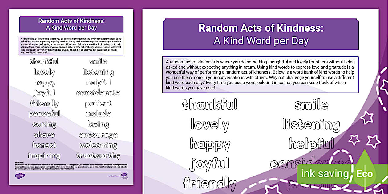 Random Acts of Kindness: Kind Words (Teacher-Made) - Twinkl