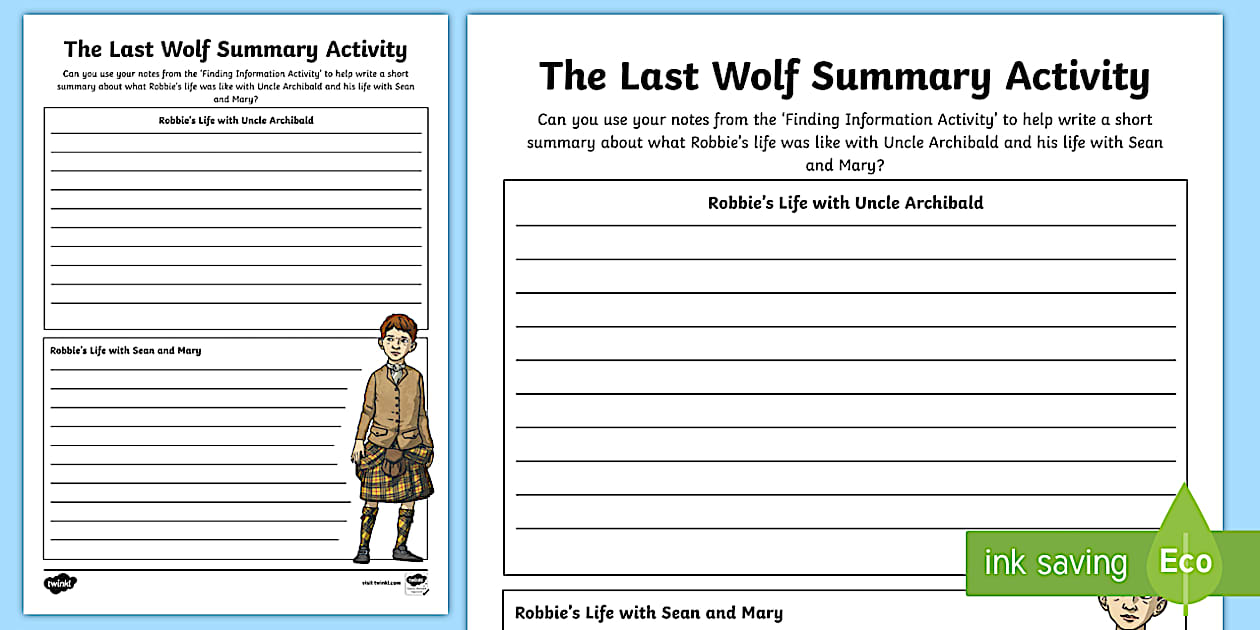 Black and White Research Activity to Support Teaching on The Last Wolf