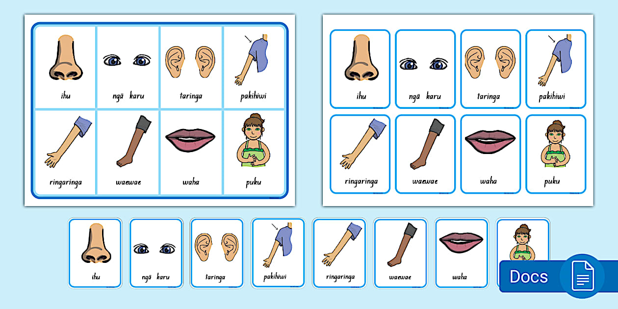 Body Game - Matching Cards and Board in Te Reo Māori