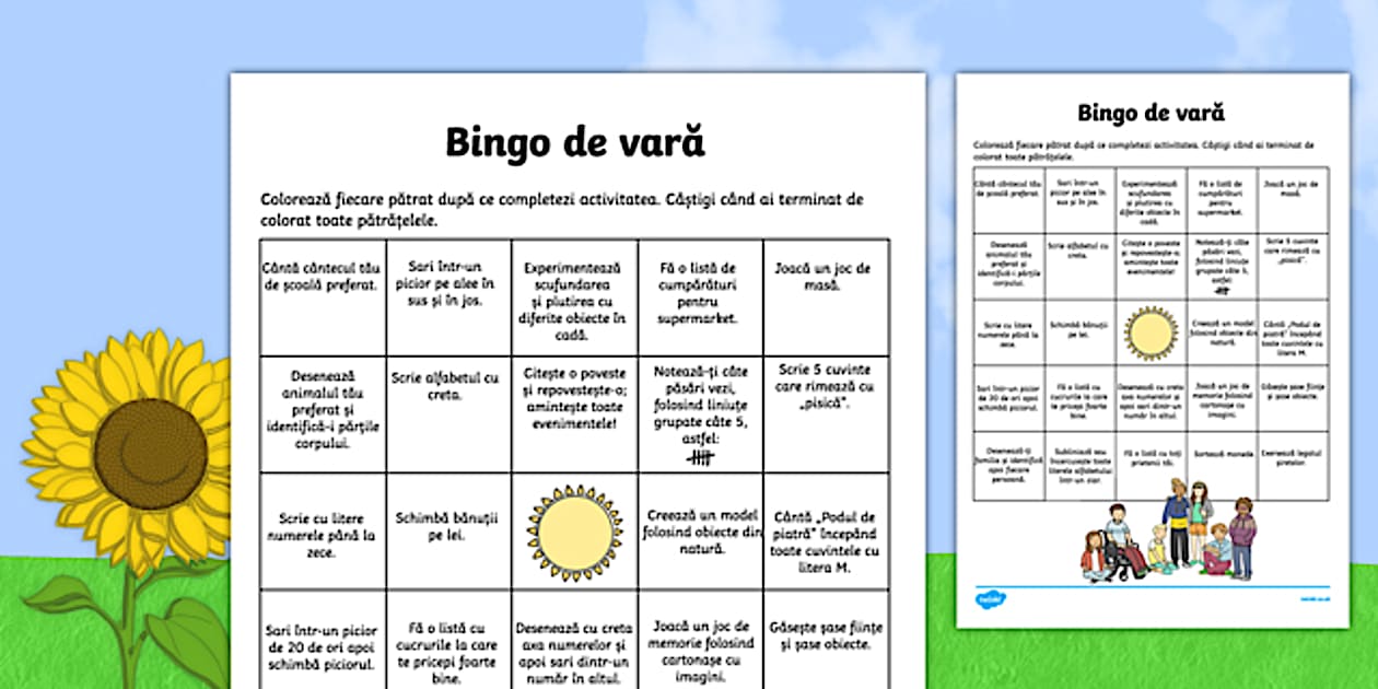 Bingo de vară - Joc - Bingo de vară, Joc (teacher made)