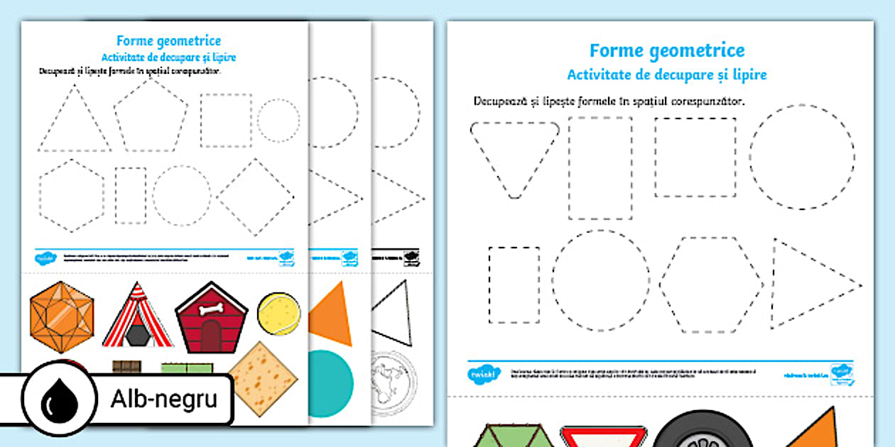 Forme geometrice – Activitate de decupare și lipire
