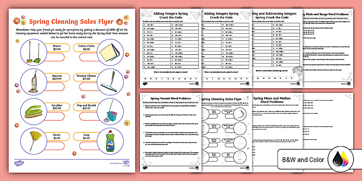 Seventh Grade Spring Math Activity Pack (Teacher-Made)