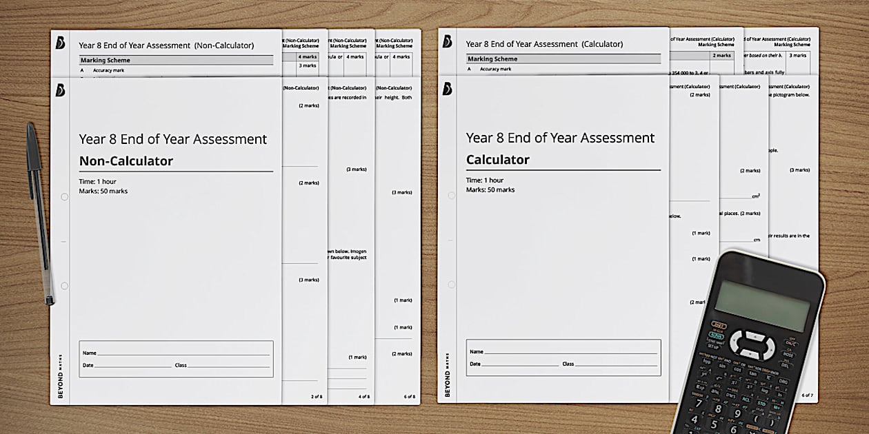 👉 End of year Year 8 Maths Test Paper with answers assesment