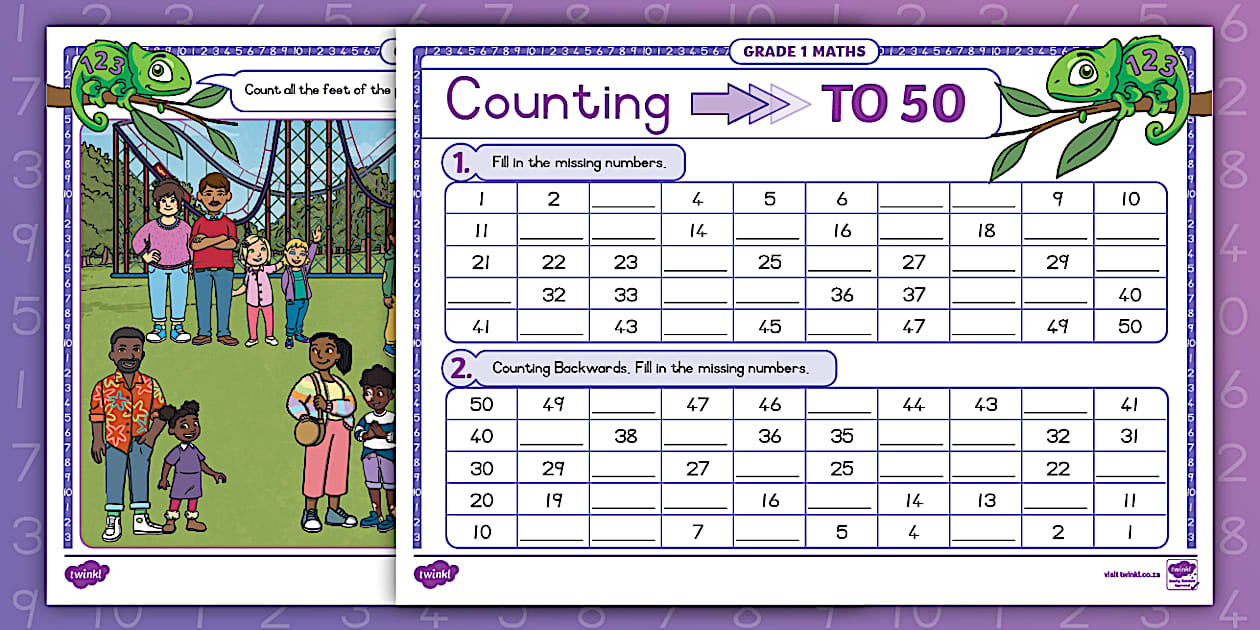 Grade 1 Maths - Counting- Worksheet : Missing Numbers