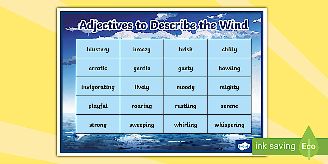 Adjectives to Describe the Wind Word Mat (teacher made)