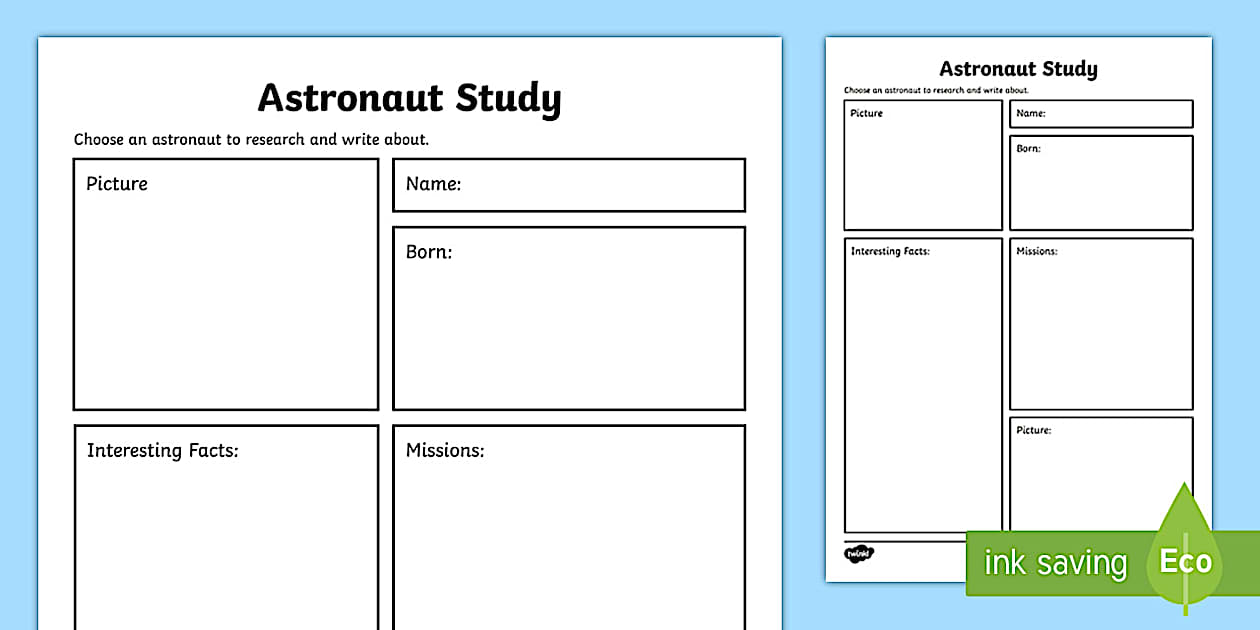 SA Astronaut Study Worksheet (teacher made) - Twinkl