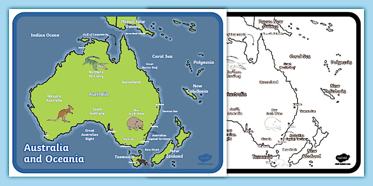 Australia Map With Words and Pictures