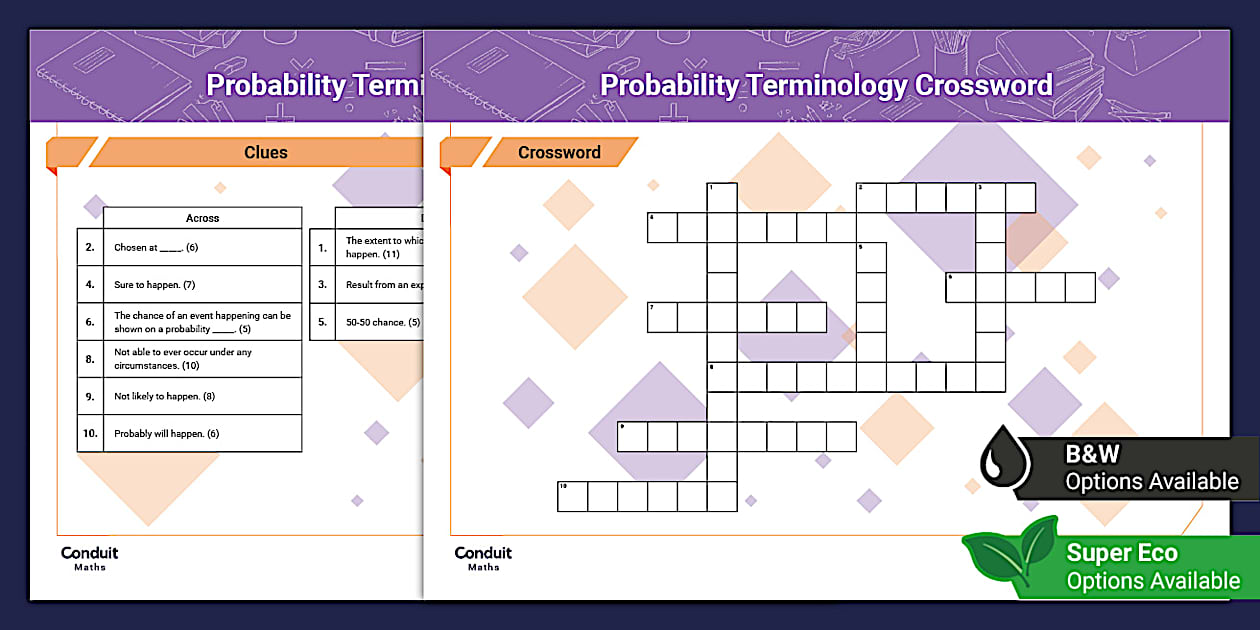 Probability Terminology Crossword (teacher made) - Twinkl