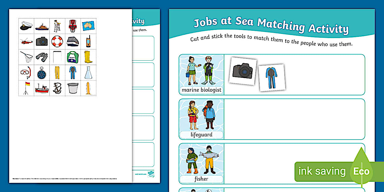 Jobs at Sea Cut and Stick Matching Activity | Twinkl