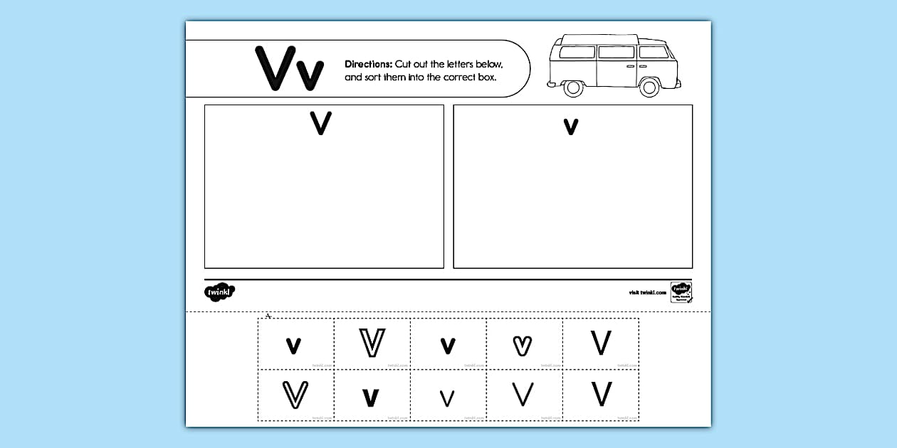 Uppercase and Lowercase V Sort (teacher made) - Twinkl