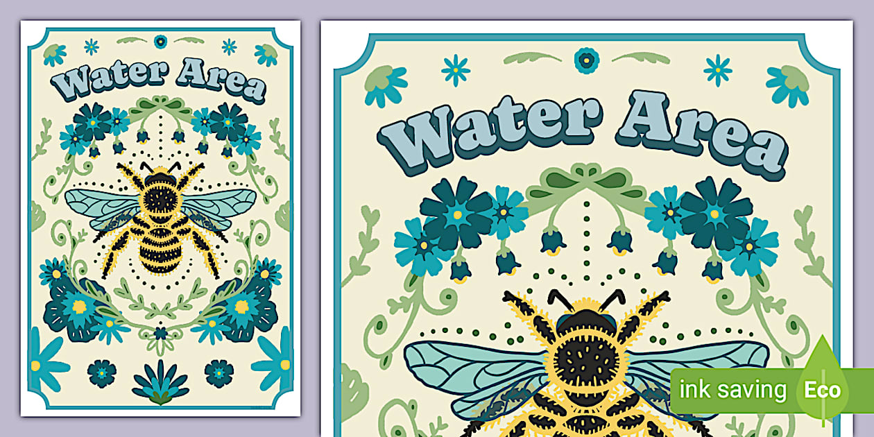 Bee-Themed Water Area Display Poster (teacher made) - Twinkl