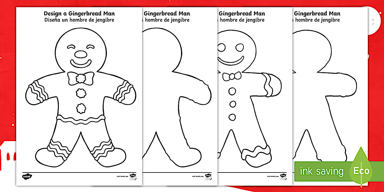 Gingerbread Man Colouring Pages English/Spanish - Twinkl
