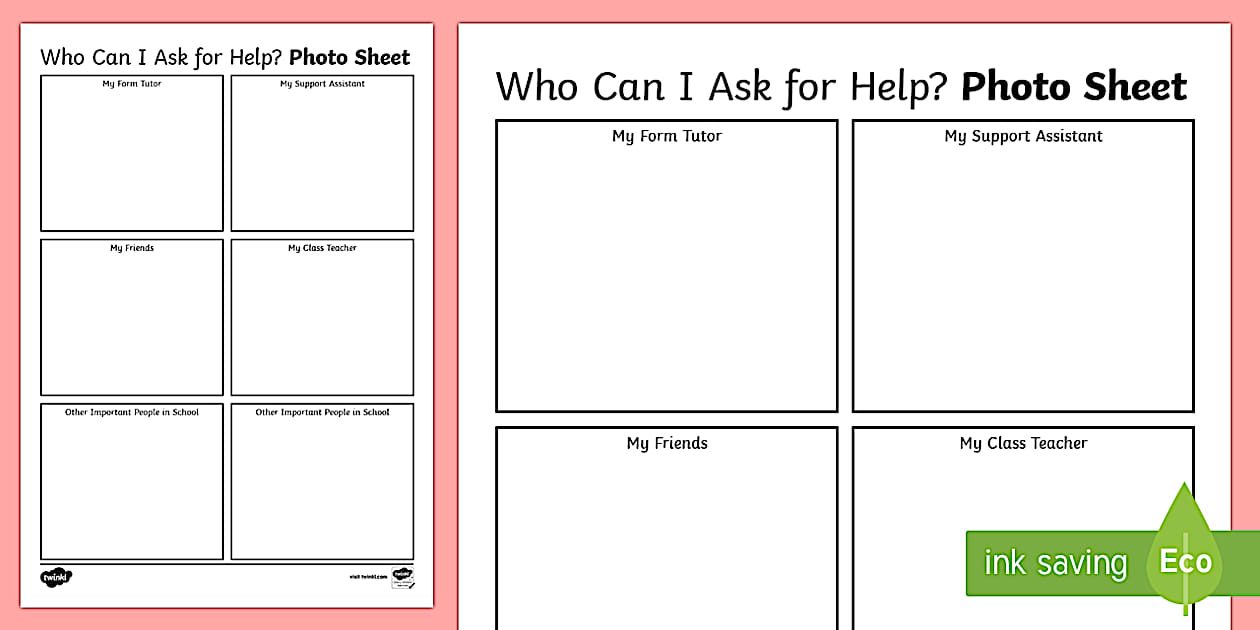 Who Can I Ask For Help Photo Sheet (teacher made) - Twinkl