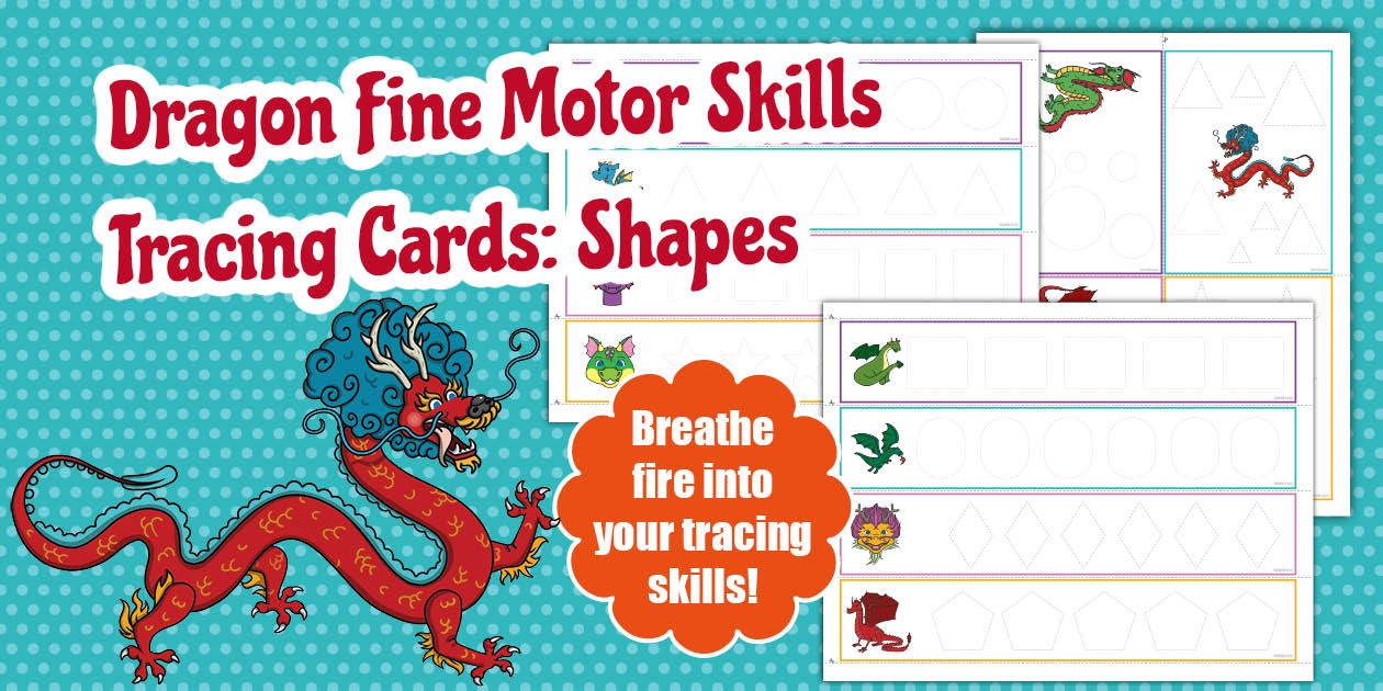 Dragon Fine Motor Skills Tracing Cards: Shapes