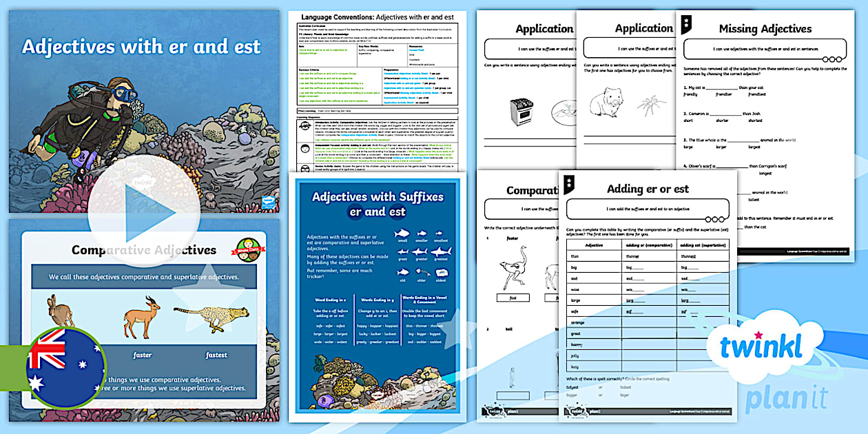 Year 3 Language Conventions Adjectives with -er and -est Lesson