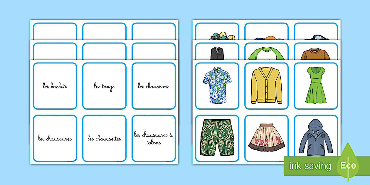 Cartes pour jeu de paires : Les vêtements (teacher made)