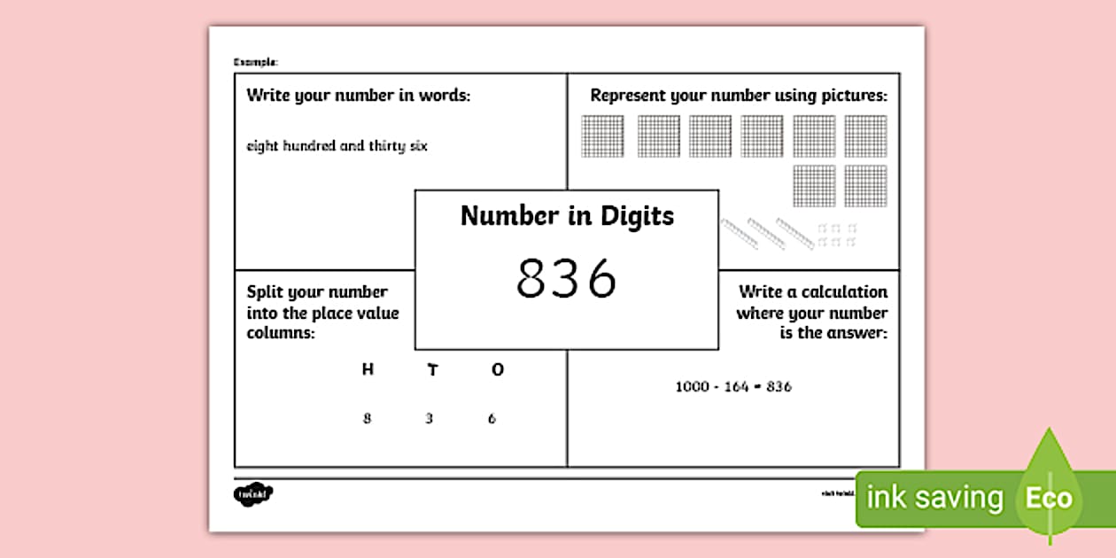 Three Digit Place Value Worksheet (teacher made) - Twinkl