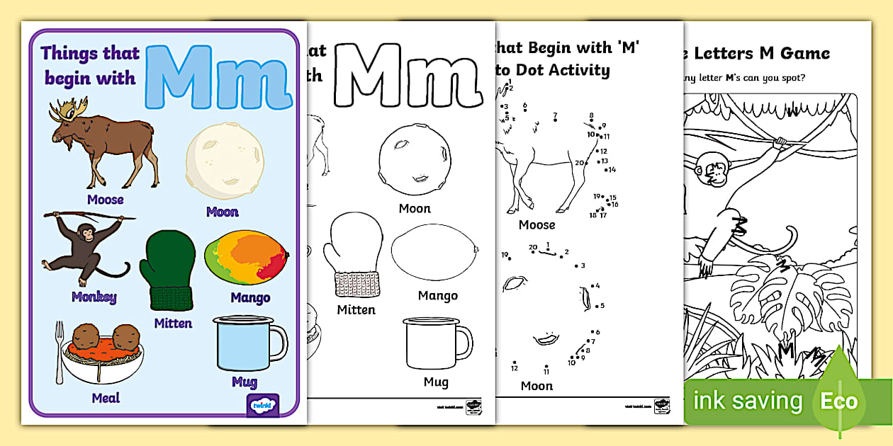 Things that Begin with M Worksheets Pack | Twinkl - Twinkl