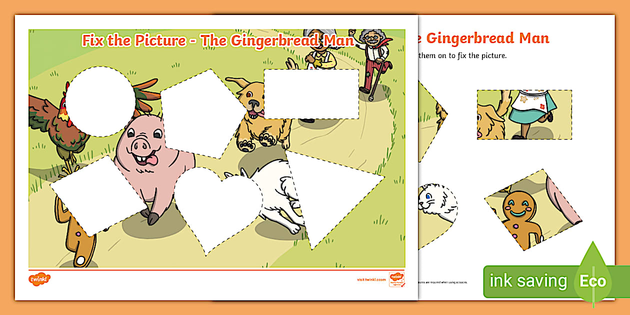 The Gingerbread Man Fix the Picture Activity (teacher made)