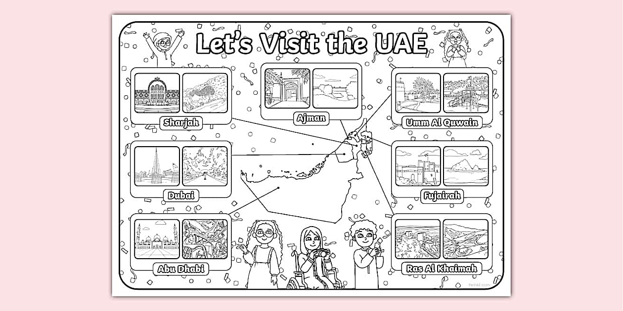 Let's Visit the UAE Colouring Sheet (teacher made) - Twinkl
