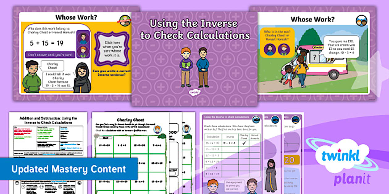 Y2 Inverse Check Calculations PlanIt Maths Lesson 2 - Twinkl