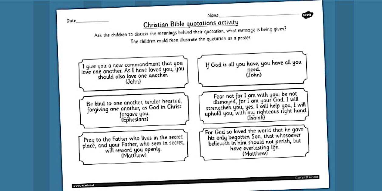 Bible Quotes Discussion Activity (teacher made) - Twinkl