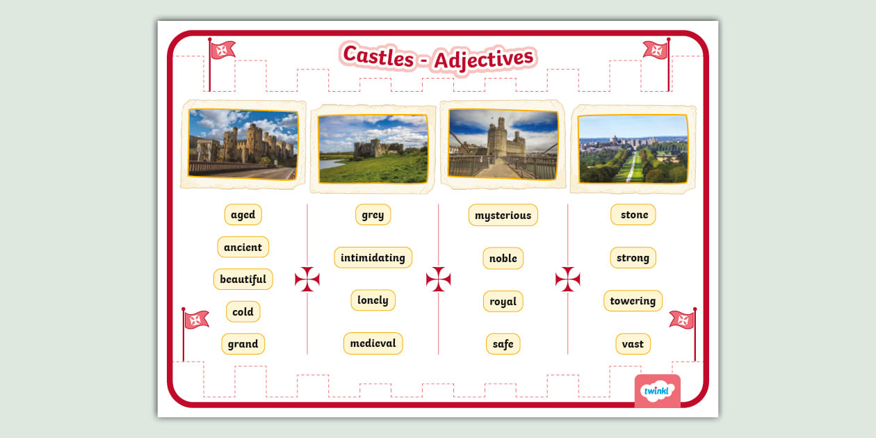 Castle Word Mat - Adjectives - Twinkl - KS1 - Twinkl