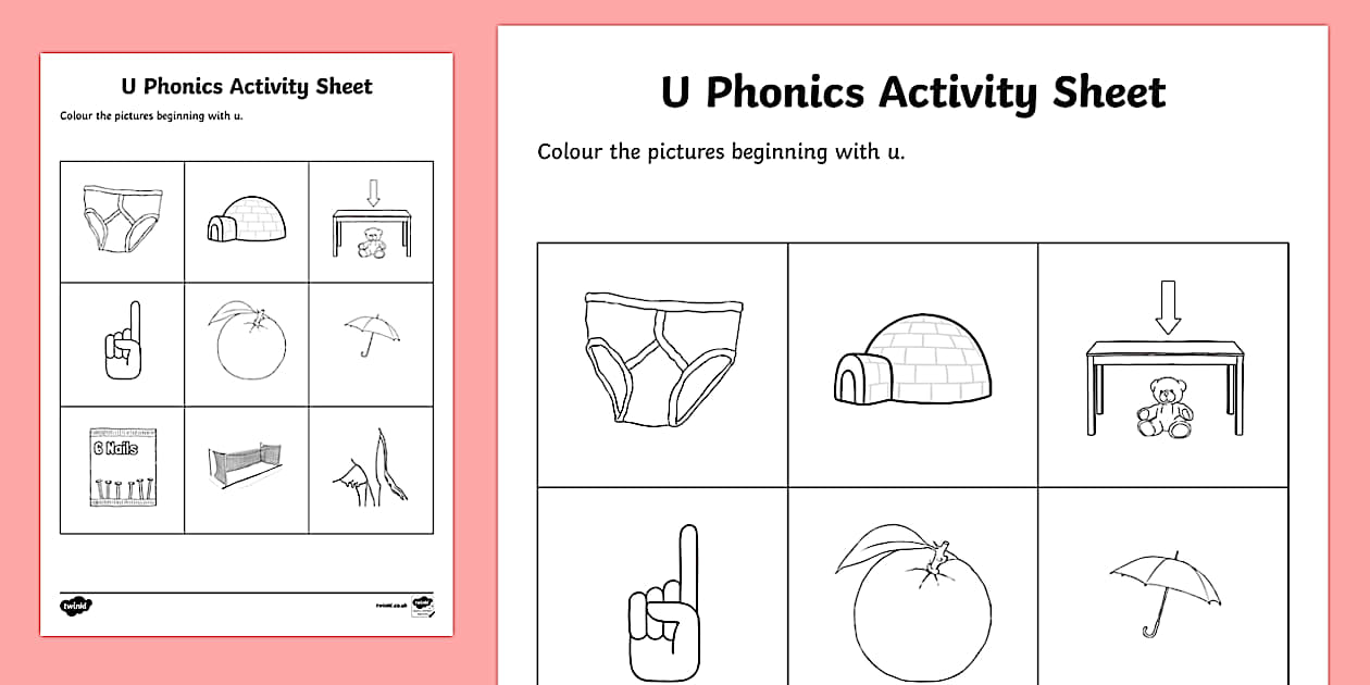 u Phonics Colouring Worksheet / Worksheet - Twinkl