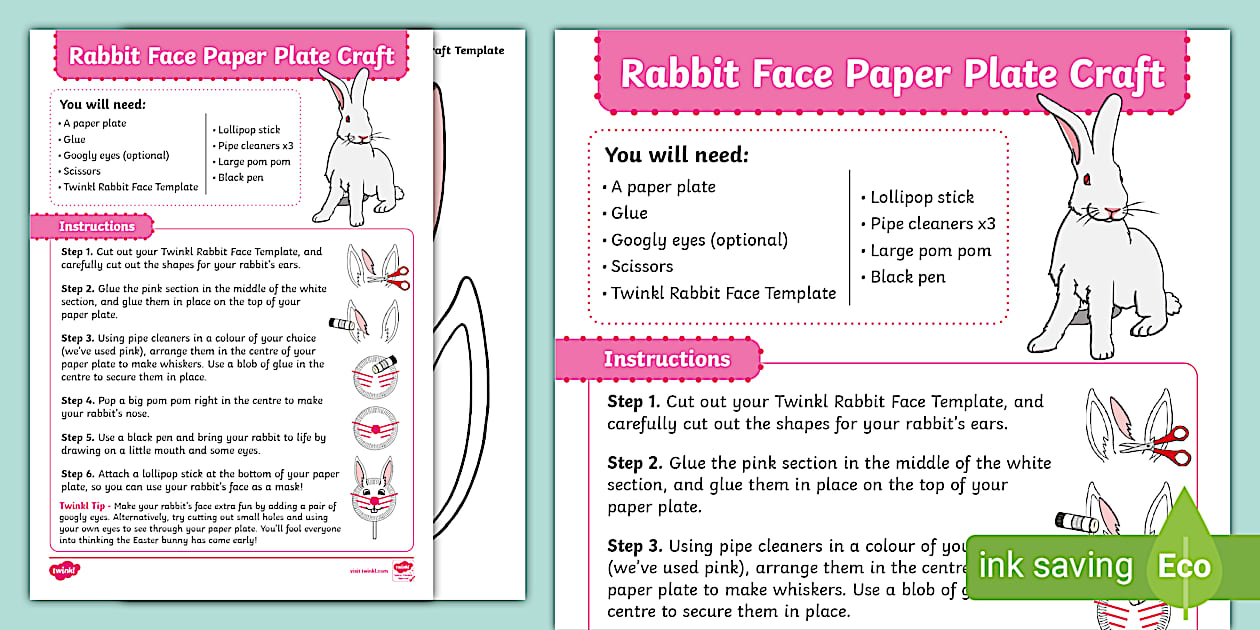 Paper Plate Rabbit Face Craft (Hecho por educadores)