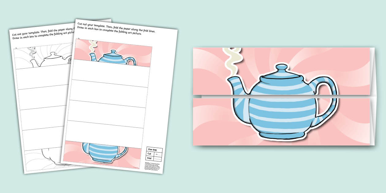 Teapot Folding Art Template (Teacher-Made) - Twinkl