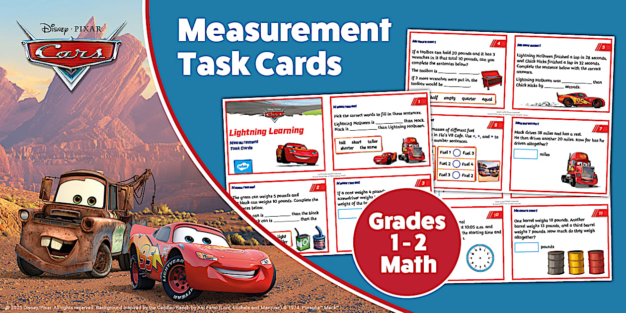 Cars: Lightning Learning! Measurement Math Task Cards