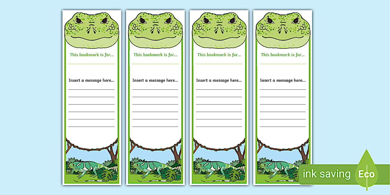 Editable Lizard Bookmark | Bookmark | Lizard | Twinkl Books
