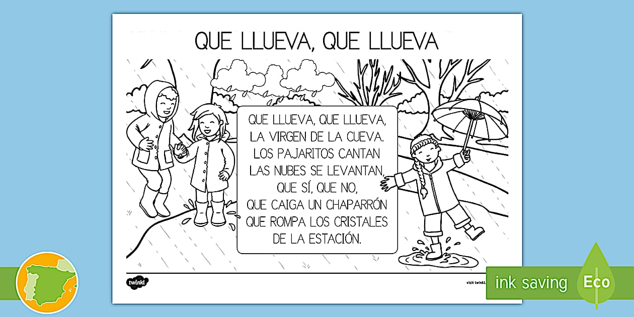 Que llueva, que llueva Hoja de colorear - Twinkl