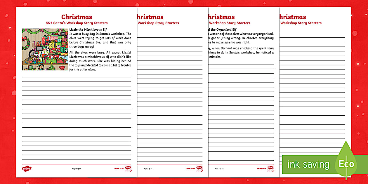 KS1 Santa's Workshop Story Starters Worksheet / Worksheets