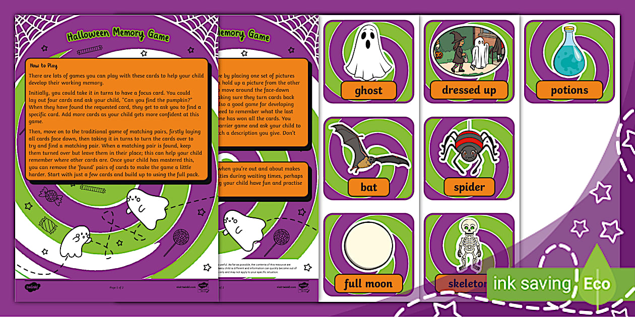 Halloween Themed Memory Game | Parents Puzzles - Twinkl