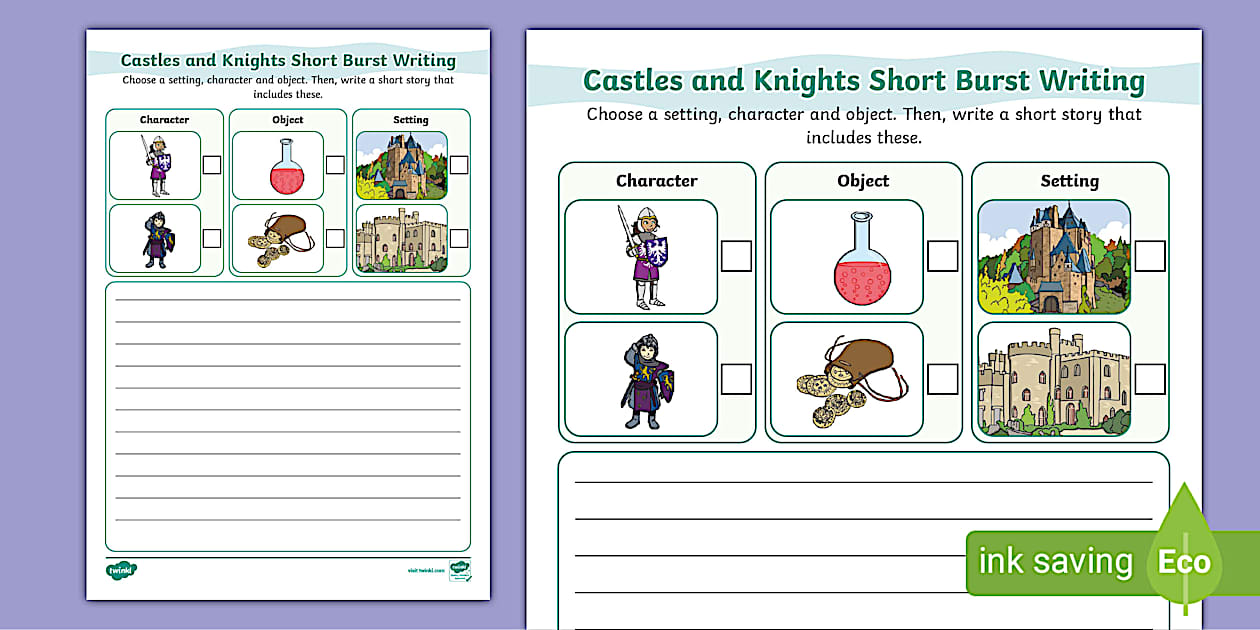Castles and Knights Short Burst Writing Template - Twinkl