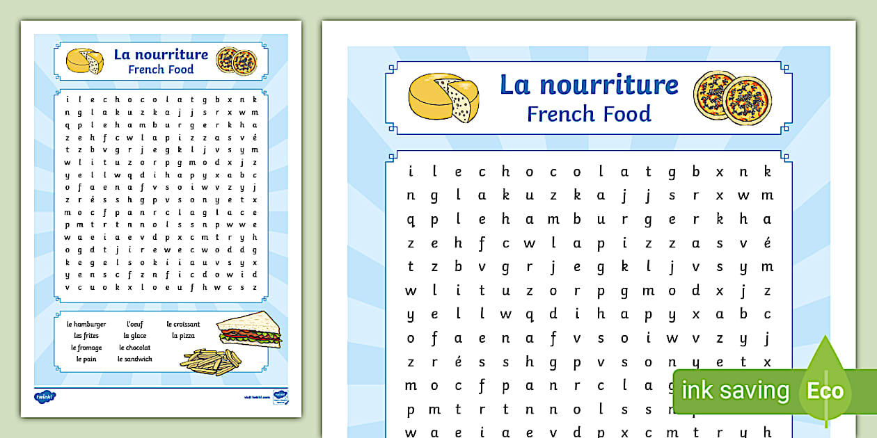Nourriture - French Food Word Search (teacher made) - Twinkl