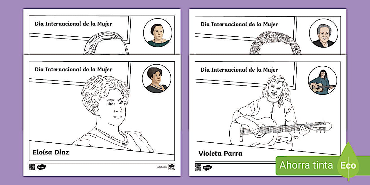 Hojas Colorear Día Internacional Mujer Chilenas Destacadas