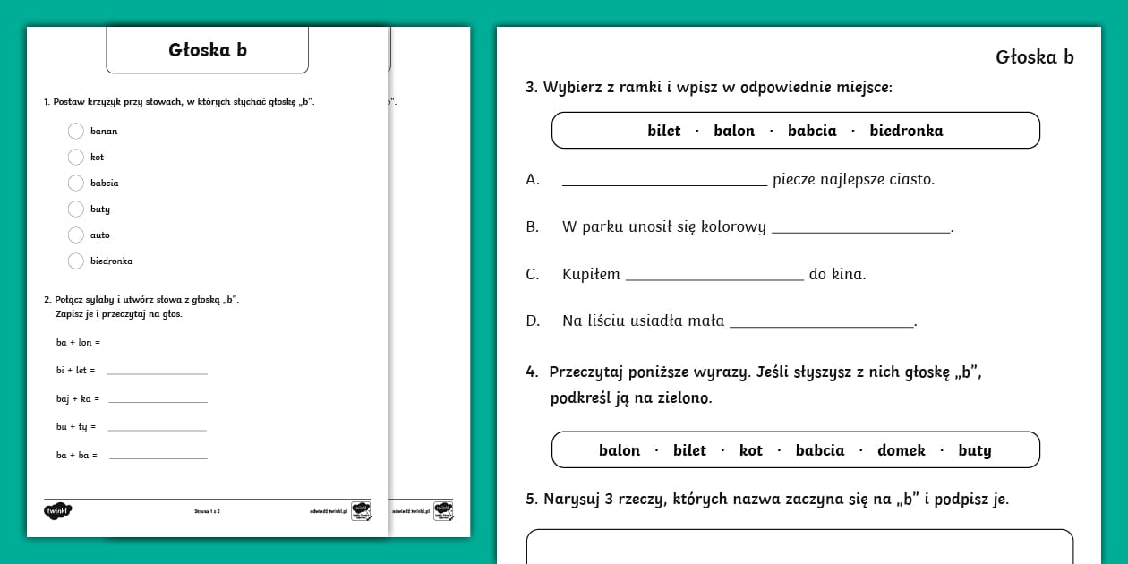 Logopedia | Głoska b | Karta pracy (teacher made) - Twinkl