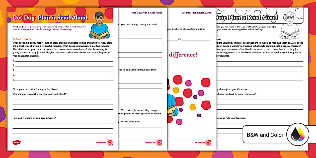 The Dot Book Read Aloud Planning Sheet for Kids | Twinkl USA