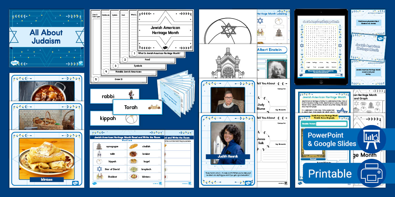 Jewish American Heritage Month Activity Pack for K-2nd Grade