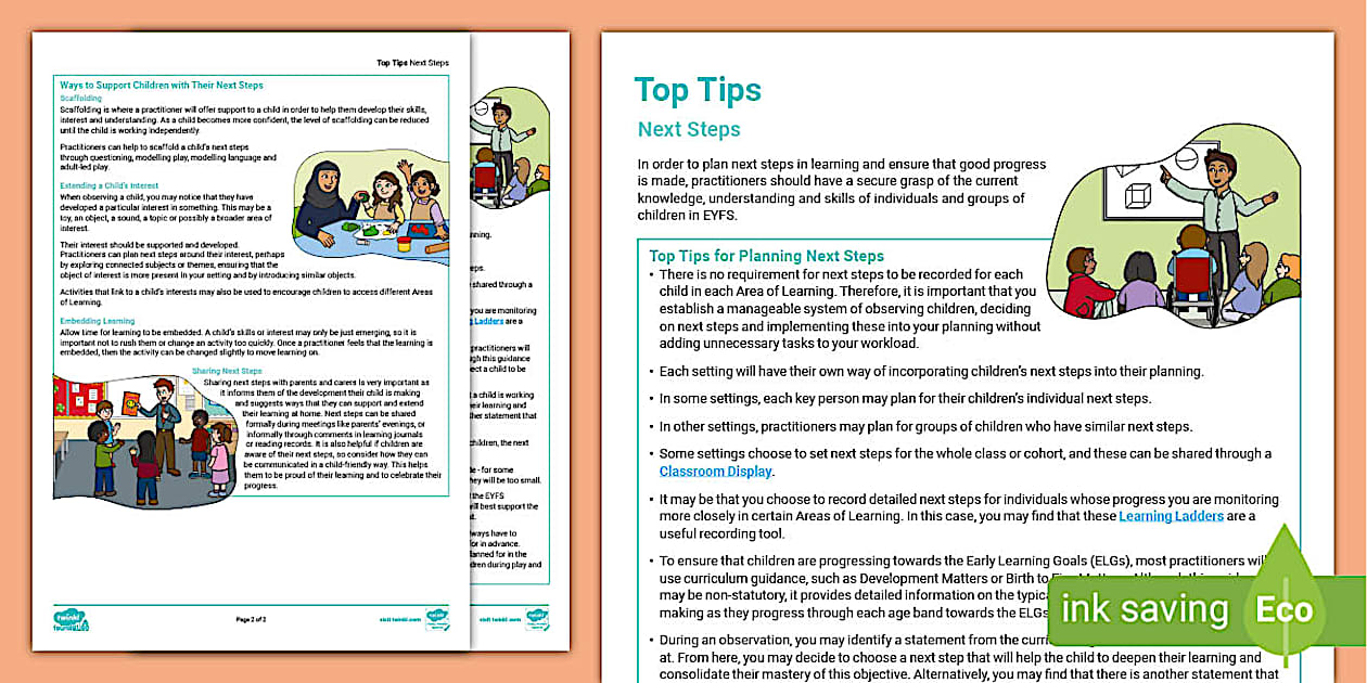EYFS Next Steps Top Tips | Twinkl Resources (teacher made)