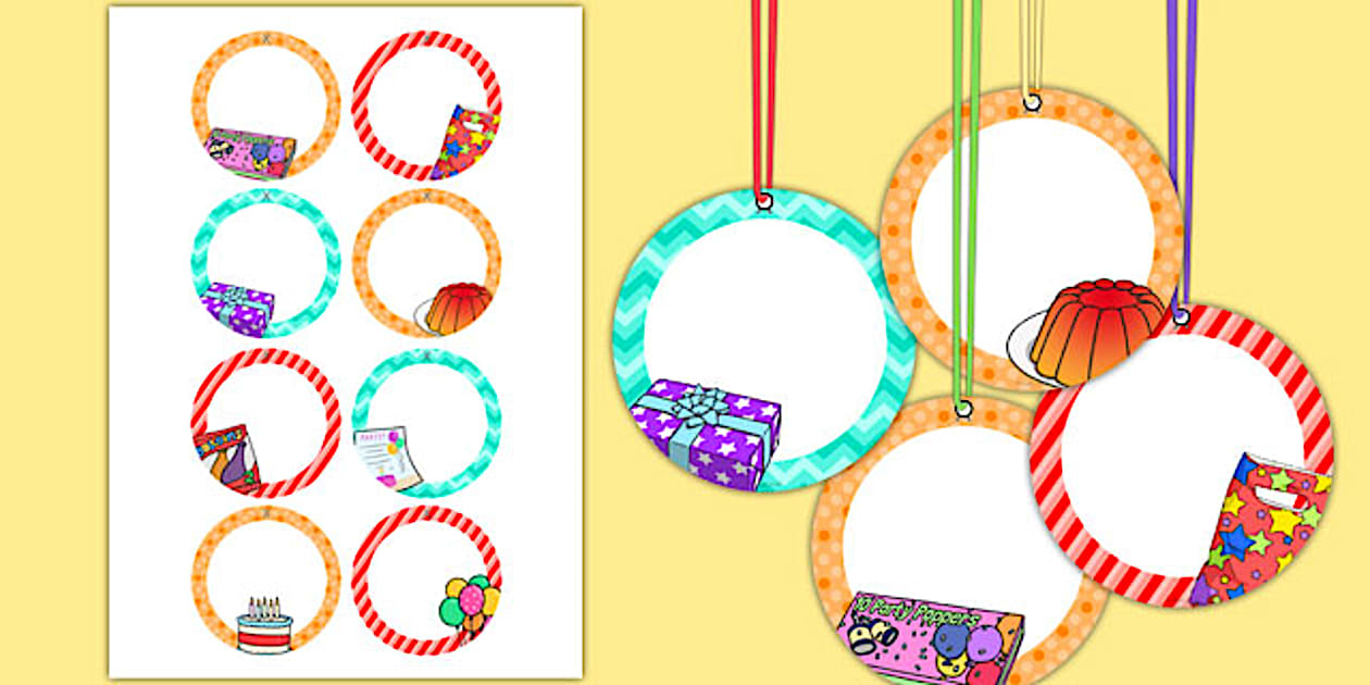 Editable 4th Birthday Party Name Tags (teacher made)