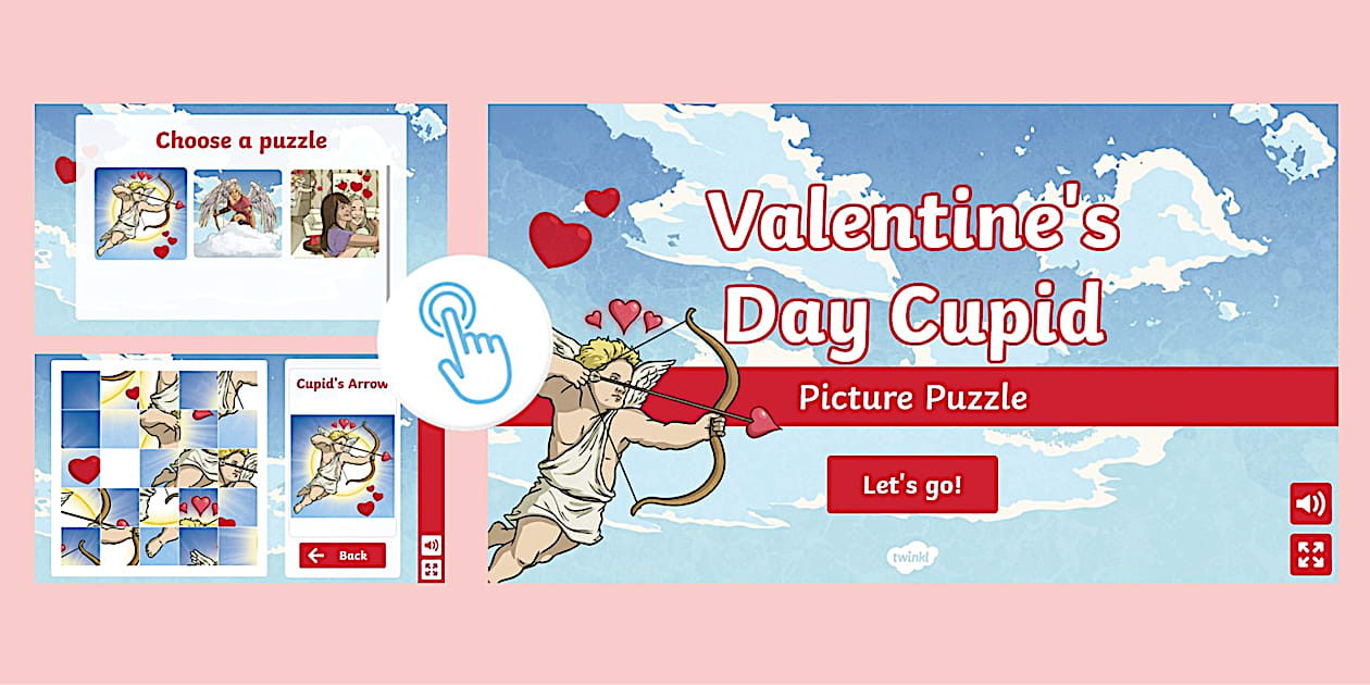 Valentine's Day Cupid Picture Slider Puzzle | Twinkl | KS1