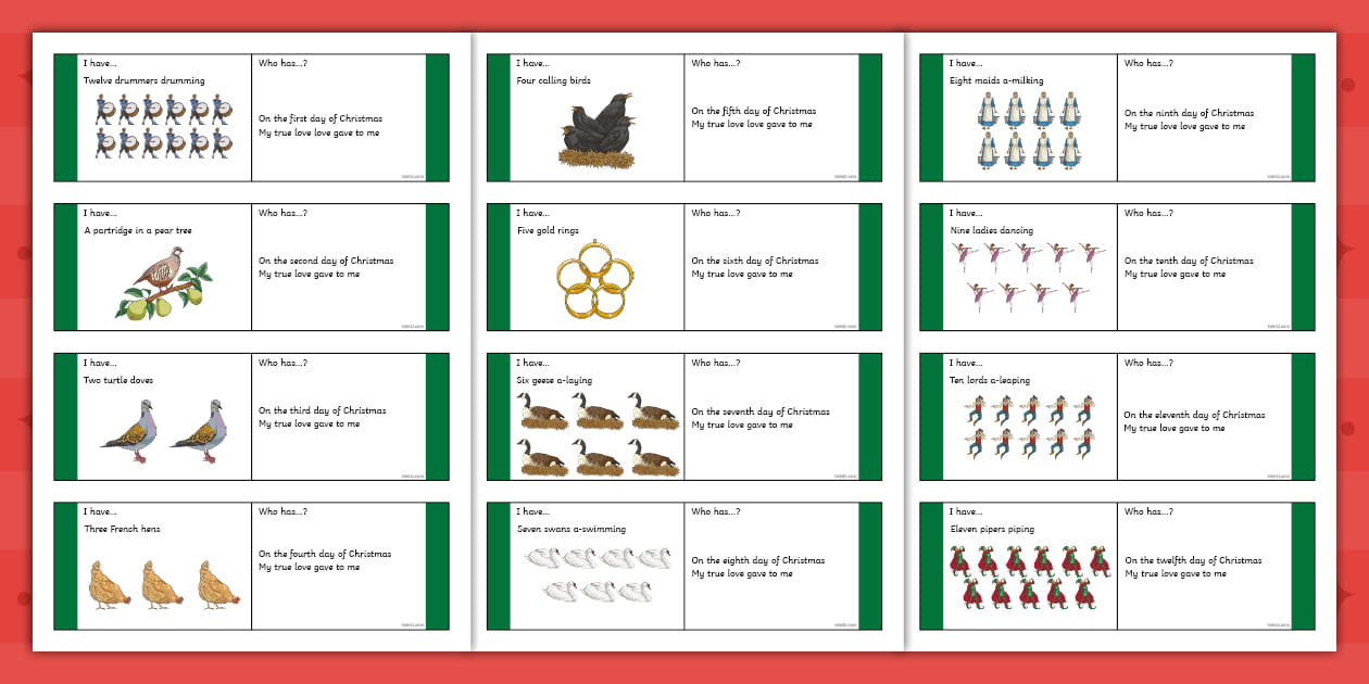 The Twelve Days of Christmas Loop Cards Game (Teacher-Made)